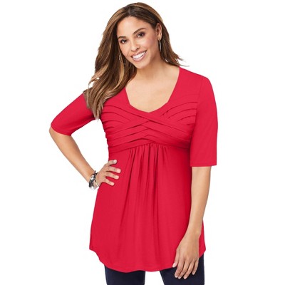 Jessica London Women's Plus Size Stretch Knit Pleated Tunic - 18/20 ...