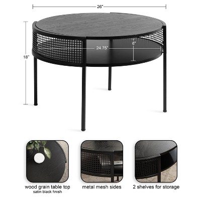 Kate And Laurel Urso Round Coffee Table, 26x25x18, Black : Target