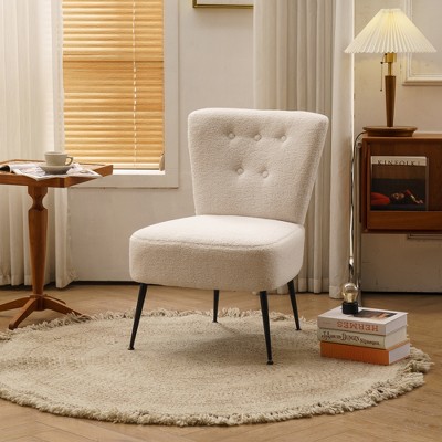 Copenhagen Tufted Slipper Chair Modern Cream - Serta : Target