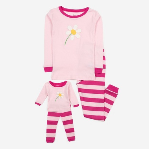 Leveret Girls And Doll Matching Cotton Pajamas Flower : Target
