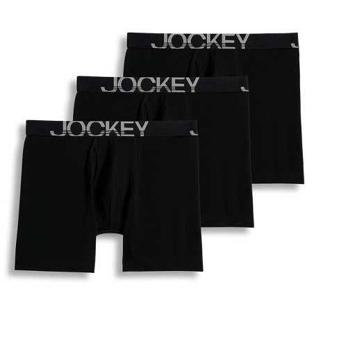 Jockey Men's Activestretch 7" Long Leg Boxer Brief - 3 Pack M Black ...