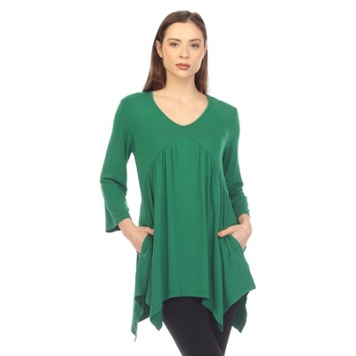 Seta T Women's Long Sleeve Cowl Neck Asymmetrical Hem Tunic Tops With ...