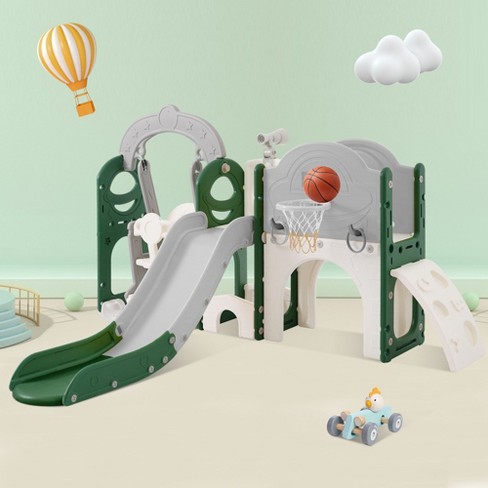 7 In 1 Toddler Slide And Swing Set, Kids Playground Freestanding ...
