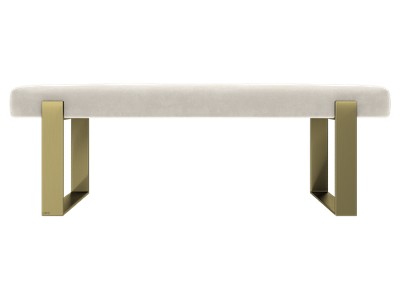 Vant Upholstered Bed Bench - Micro Suede Neutral Sand - Burnished Brass ...