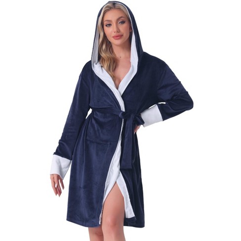 Cheibear Women's Flannel Soft Hooded Fluffy Plush Long Spa Bathrobe ...