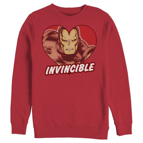 Men's Marvel Iron Man Invincible Valentine Heart Sweatshirt - Red ...