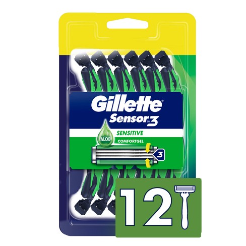Gillette Sensor3 Sensitive Men's Disposable Razors - 12ct : Target