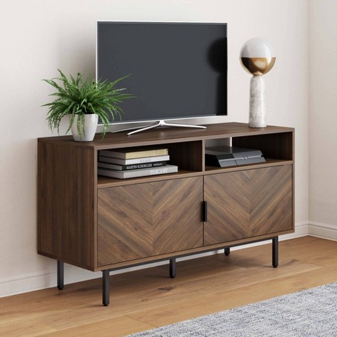 Nathan James Izak Herringbone Media Cabinet Walnut Matte Black: Fir ...