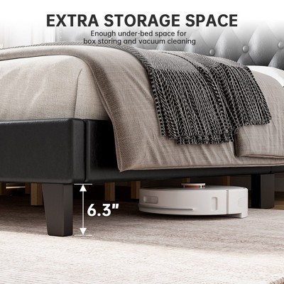 Modern Upholstered Platform Bed With Button Tufted Headboard : Target
