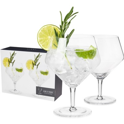 Viski Raye Angled Stemmed Gin And Tonic Glasses Set Of 2 - Premium ...