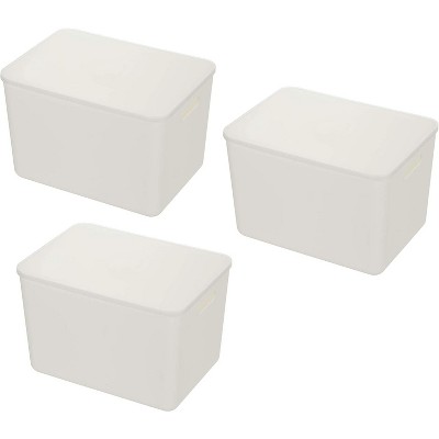 YBM Home Large White Stackable Plastic Storage Bin with Lid (2149),3 ...