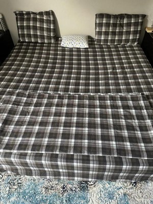 Queen Patterned Flannel Sheet Set Red Plaid : Target