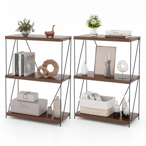 Costway 2 Pcs 3-tier Multipurpose Display Rack Freestanding Bookcase ...
