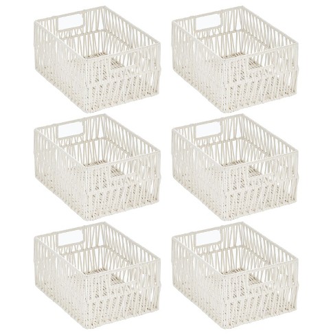 Mdesign Metal Wire And Cotton Rope Decorative Kitchen Basket - 6 Pack ...