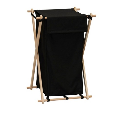 Household Essentials Wood X-frame Hamper Black: Collapsible Laundry ...