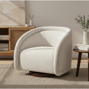 ModernLuxe Curved Boucle Swivel Accent Chair Armchair Barrel Chair ...