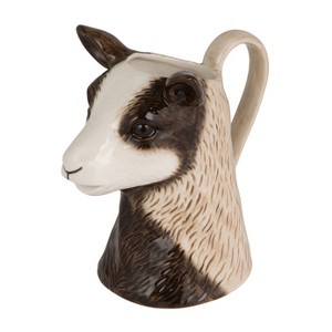 Storied Home 12-Ounce Stoneware Goat Shaped Pitcher, Brown and White ...