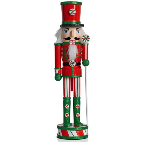 Ornativity Wooden Peppermint Christmas Nutcracker - 15 In : Target