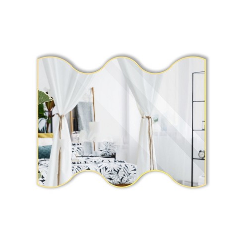 Kayla Gold Rectangular Mirror With 2 Wavy Metal Framed Mirror,30x35 ...