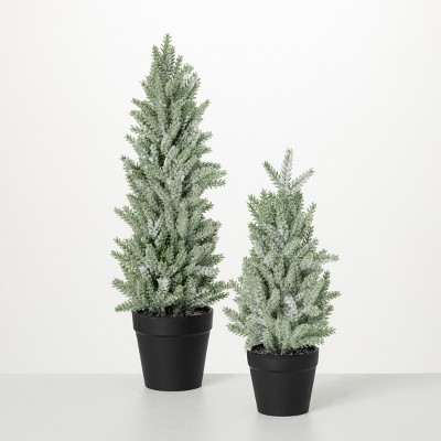 Artificial Green Bottlebrush Tree Green 15.5"h Set Of 3 : Target