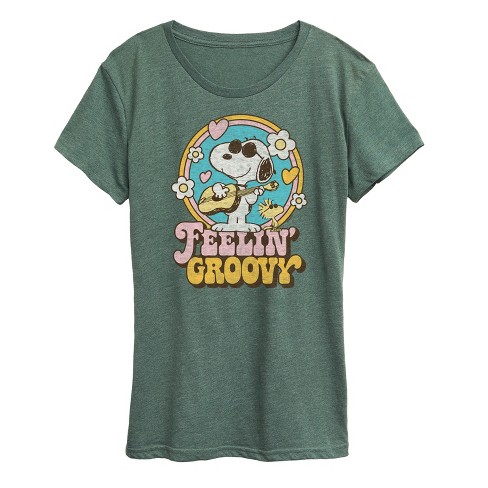 Women's Peanuts Feelin' Groovy Snoopy And Woodstock Short Sleeve ...