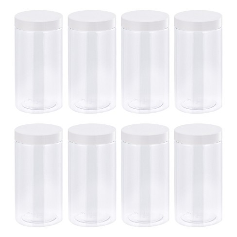 Unique Bargains Round Clear Plastic Storage Jars With White Screw Top ...