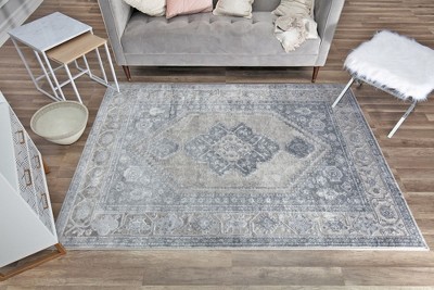 Rugs America Emali Ea10a Greywash Vintage Farmhouse Gray Area Rug, 5'x7 ...
