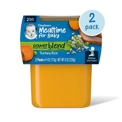 Gerber Baby Food Stage 2 Turkey Rice Puree Tub - 4oz/2ct : Target