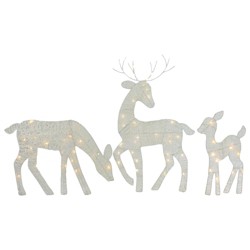 Northlight Set Of 3 White Glittered Doe, Fawn And Reindeer Lighted ...