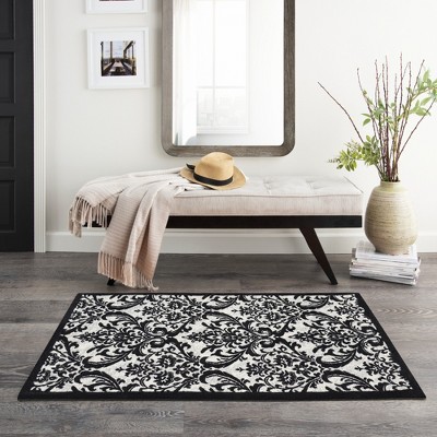 Nourison Damask Grey Area Rug : Target