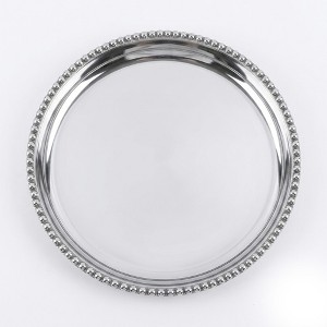 IHI Est. 1986 Silver Metal Beaded Vanity Tray, 10 Inch Round Metal ...