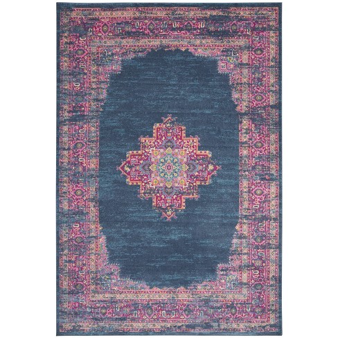 Nourison Passion Medallion Bohemian Indoor Rug Blue 12' X 15' : Target