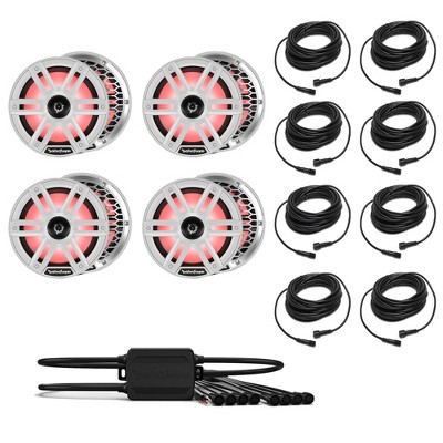 Rockford Fosgate 8" Marine Speakers + Rgb Light Controller & Extension ...