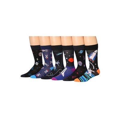 JAMES FIALLO Mens 6 Pairs Interstellar Dreams Exploring Spaceships & Stars Colorful Patterned ...