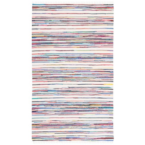 Rag Area Rug Rar126 Hand Woven Area Rug - Ivory/multi - 5'x8 ...
