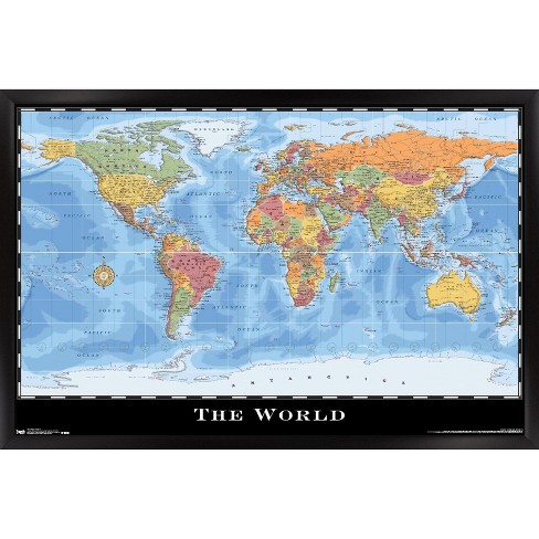 Trends International Map - World Framed Wall Poster Prints : Target