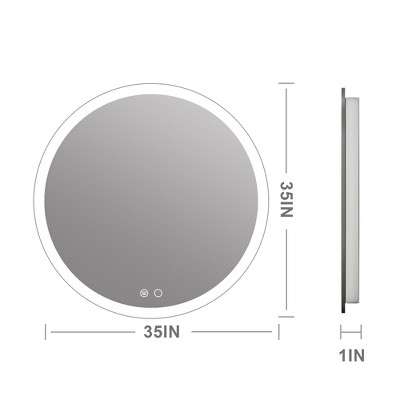 Keonjinn Led Round Front Light Bathroom Vanity Wall Mirror, 3 Color ...