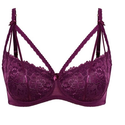 Women's Plus Size Olivia Strappy Lace Bra - Amethyst | Fox & Royal : Target