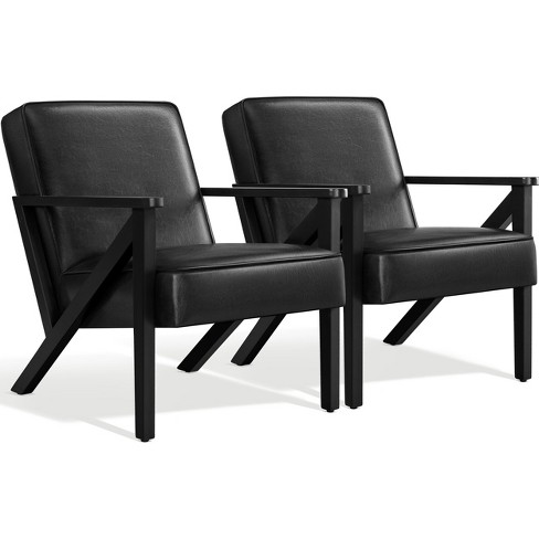 Yaheetech Set Of 2 Faux Leather Armless Lounge Chair With Z Shaped ...