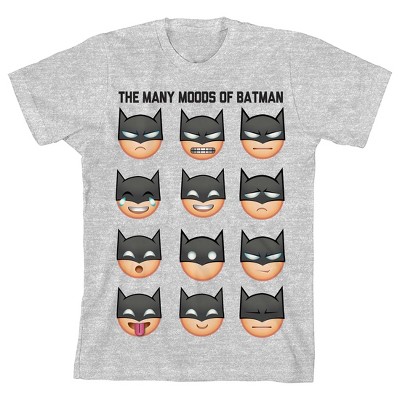 Batman The Many Moods of Batman Boy's Heather Grey T-shirt : Target