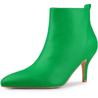 Perphy Women's Back Plaid Side Zip Pointed Toe Stiletto Heel Ankle ...