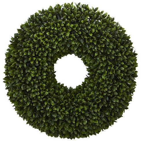 Nearly Natural 24-in Boxwood Artificial Wreath : Target