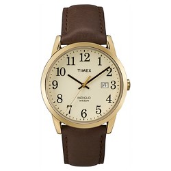 Men's Timex Easy Reader Watch With Leather Strap - Gold/black T2h2919j ...
