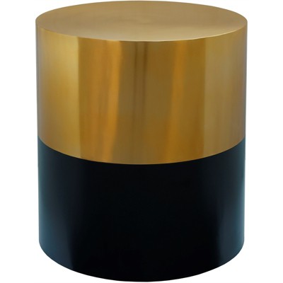 Meridian Furniture Sun Brushed Gold Top End Table with Matte Black Base ...