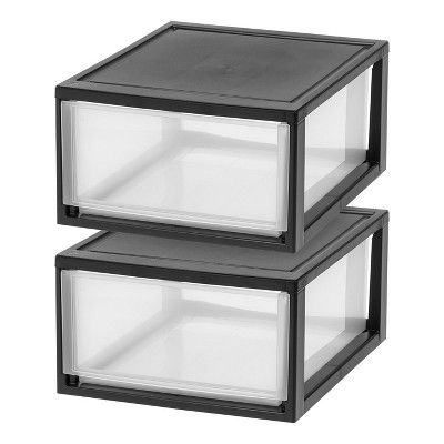 Iris Usa 30 Qt. Stackable Storage Drawer, 2 Pack, Plastic Drawer ...