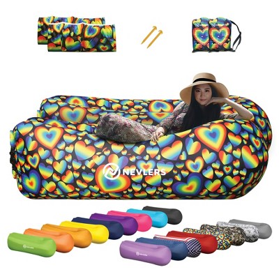Nevlers Tear-resistant Inflatable Loungers - Rainbow Hearts (pack Of 2 ...