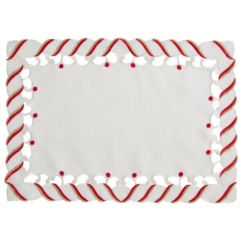 Saro Lifestyle Candy Cane Placemat, 14"x20" Oblong, Ivory (set Of 4 ...