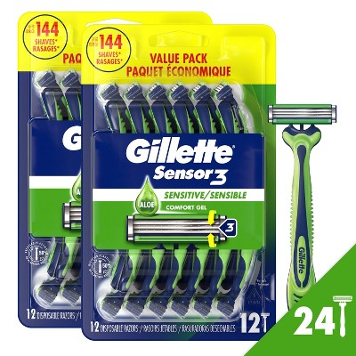 Gillette Sensor3 Sensitive Men's Disposable Razors - 12ct : Target