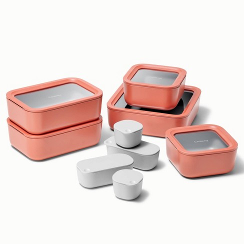 Caraway Home 17pc Food Storage Set Perracotta: Ceramic-coated Glass ...
