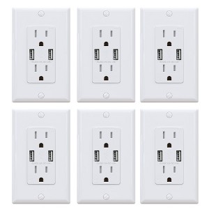 ELEGRP USB Outlet Receptacle, 20W 4.0 Amp USB Wall Outlet, 15 Amp ...